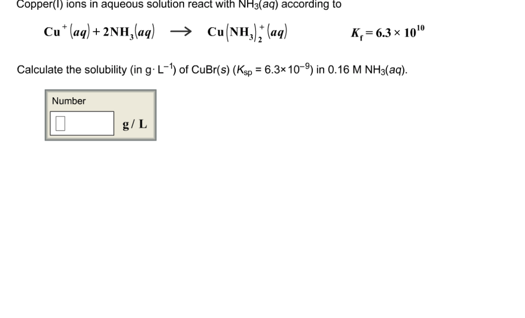Solved Copper(l) ions in aqueous solution react with NH3(aq) | Chegg.com