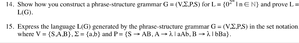 Solved 14. Show how you construct a phrase-structure grammar | Chegg.com