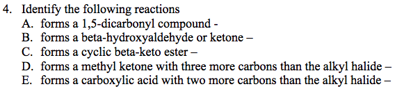 Solved 4. Identify the following reactions A. forms a | Chegg.com