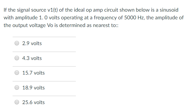 Solved If the signal source v1(t) of the ideal op amp | Chegg.com