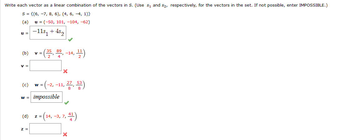 Solved Write each vector as a linear combination of the | Chegg.com