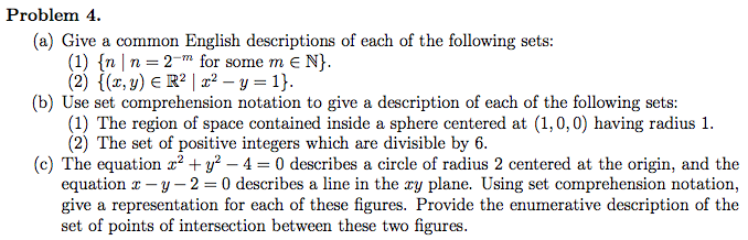 Solved Give a common English descriptions of each of the | Chegg.com