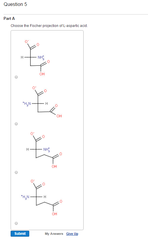 Solved Choose the Fischer projection of L-aspartic acid. | Chegg.com