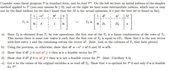 Consider some linear program P in standard form, and | Chegg.com