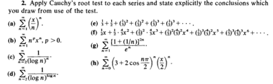 Solved Apply Cauchy's root test to each series and state | Chegg.com