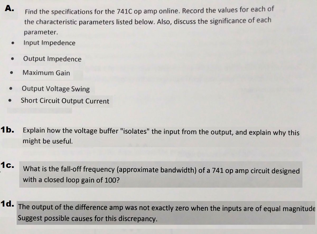 Solved Find the specifications for the 741C op amp online. | Chegg.com