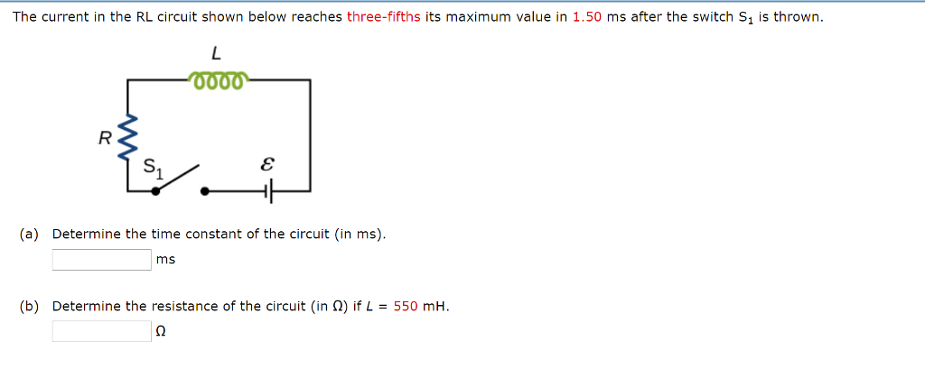 Solved The current in the RL circuit shown below reaches | Chegg.com