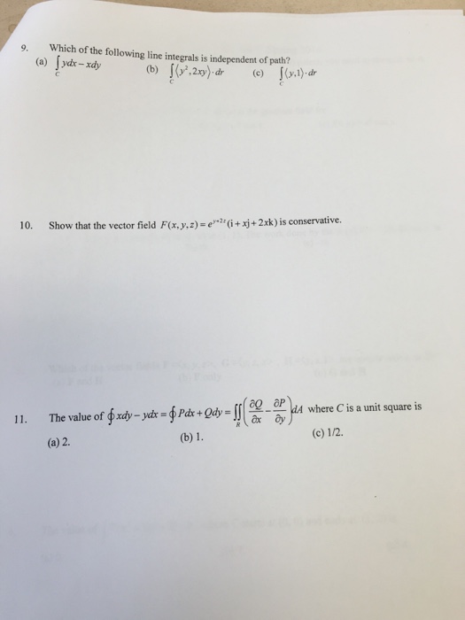 Solved Which of the following line integrals is independent | Chegg.com