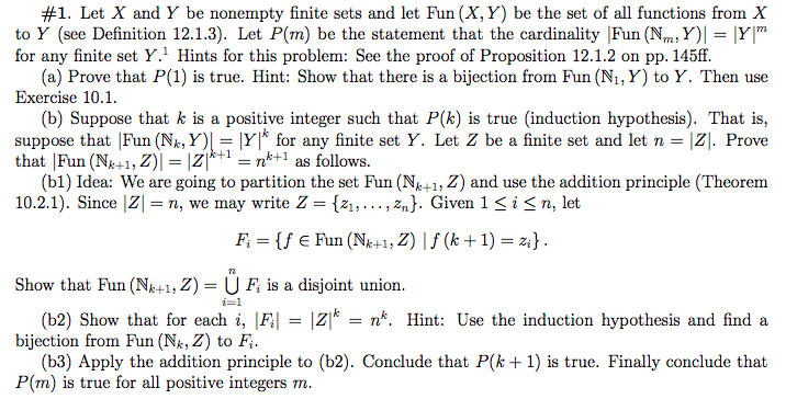 Solved #1. Let X and Y be nonempty finite sets and let Fun | Chegg.com