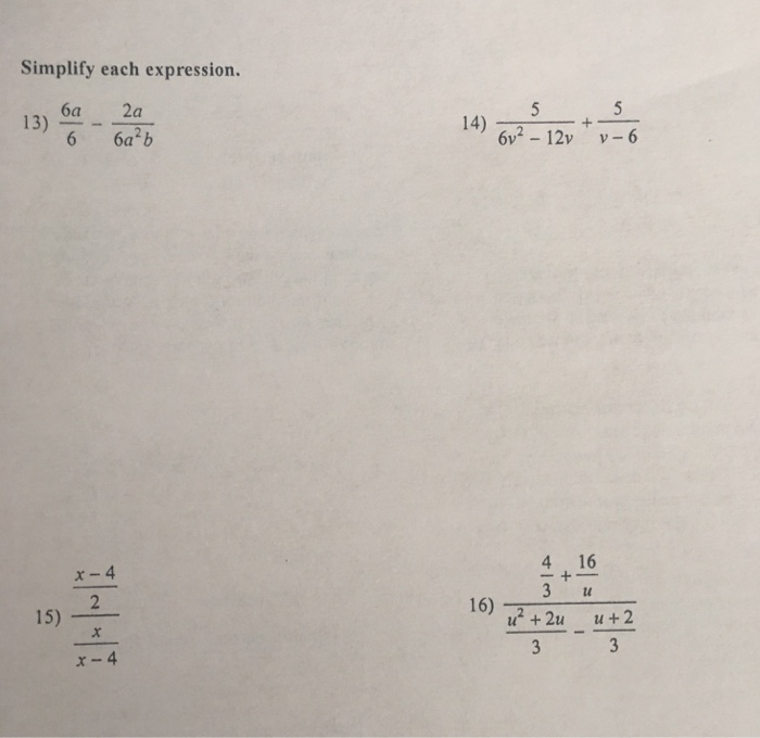Solved Simplify Each Expression 6a 6 2a 6a 2 B 5 6v 2