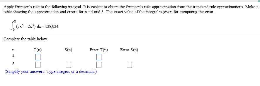 Solved Apply Simpson's rule to the following integral. It is | Chegg.com