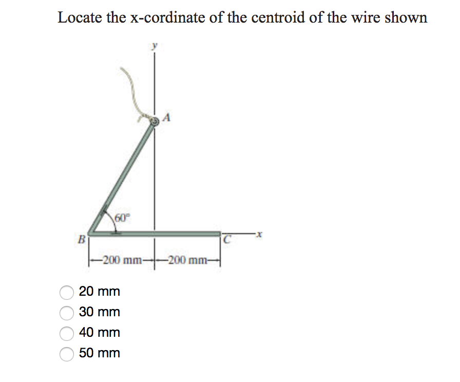 Solved Locate the x-cordinate of the centroid of the wire | Chegg.com