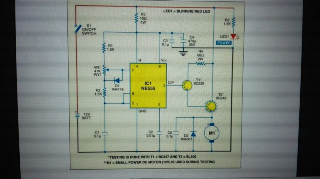 Solved LED BLINKING RED LED R3 10Ω 1w R5 1.5K S1 SWITCH LED1 | Chegg.com