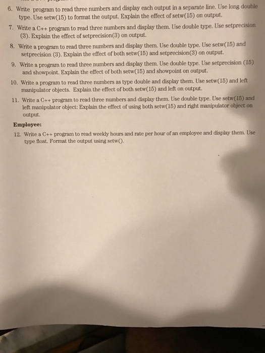 Solved Write program to read three numbers and display each | Chegg.com