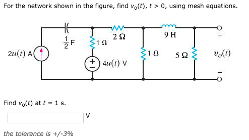 Solved For the network shown in the figure, find vo(t), t > | Chegg.com