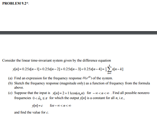 Solved Consider the linear time-invariant system given by | Chegg.com