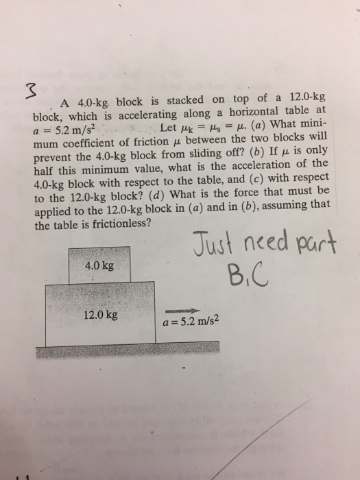 Solved A 4.0-kg block is stacked on top of a 12.0-kg block, | Chegg.com