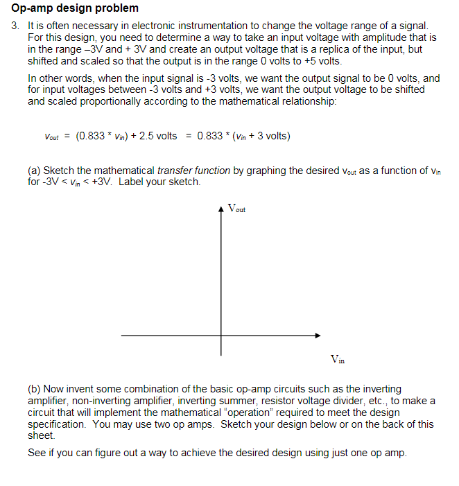 Solved Op-amp design problem 3. It is often necessary in | Chegg.com