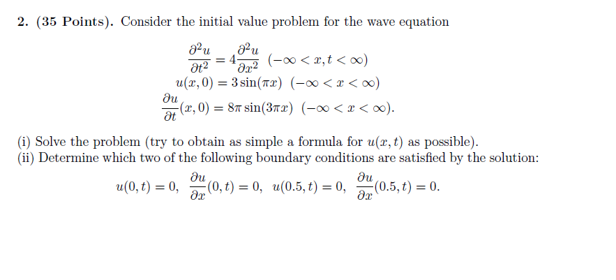 Solved Consider the initial value problem for the wave | Chegg.com