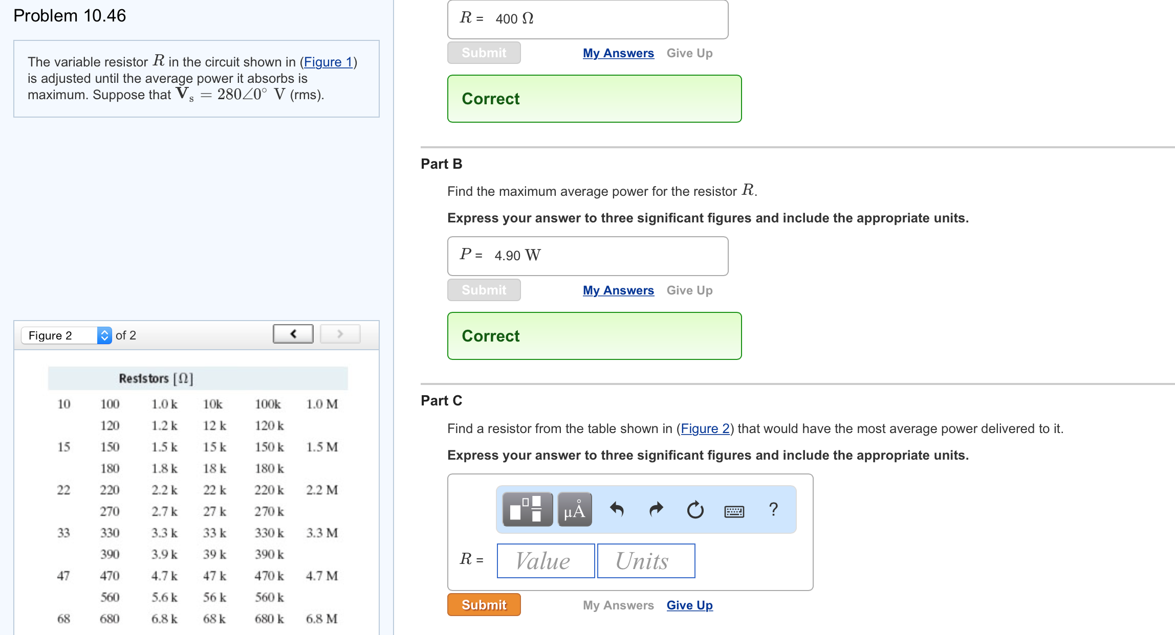 Problem 10.46 The variable resistor R in the circuit | Chegg.com