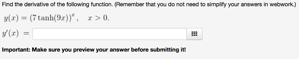 Solved Find the derivative of the following function. | Chegg.com