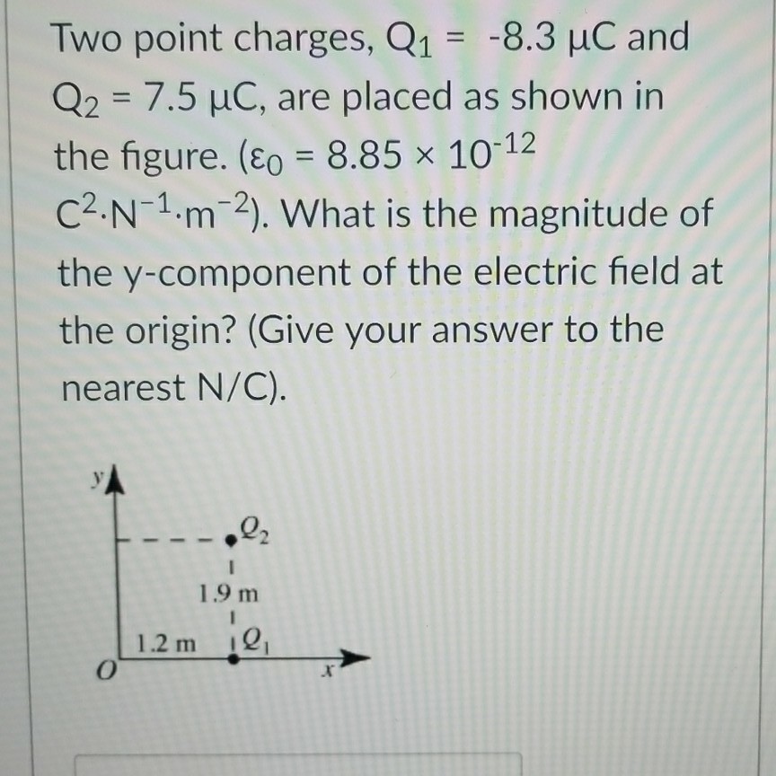 Solved Two point charges, Q1 = -8.3 μC and Q,-7.5 μC, are | Chegg.com