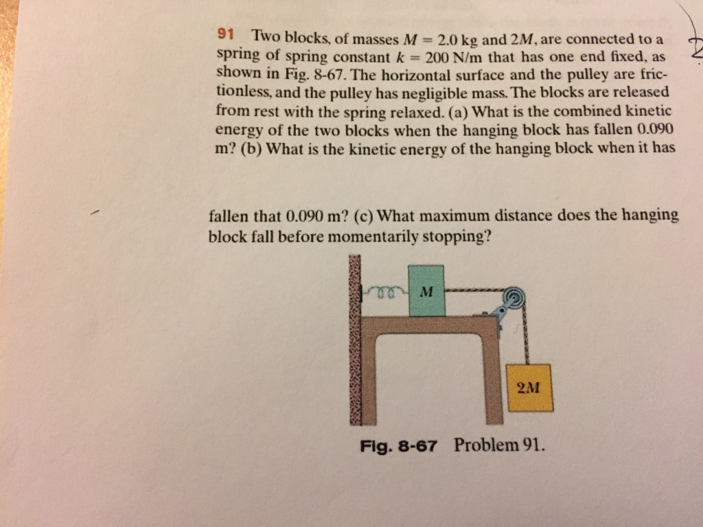 Solved Two blocks, of masses M = 2.0 kg and 2M. are | Chegg.com