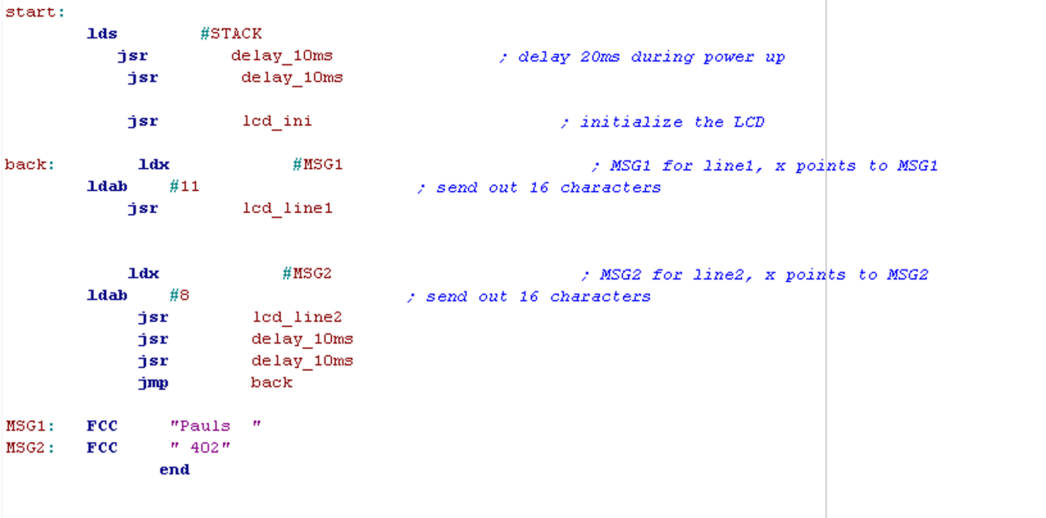 Solved How would I create a delay between MSG1 and MSG2? | Chegg.com