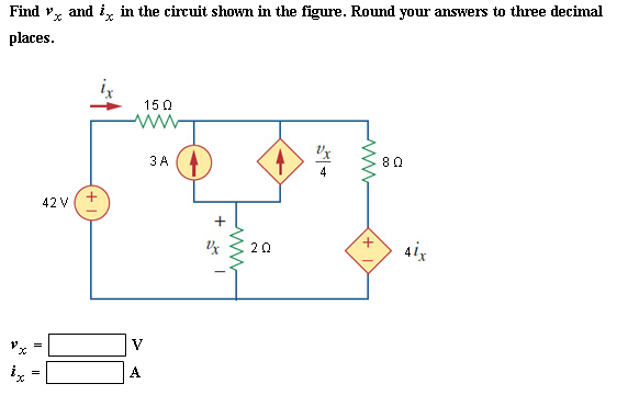 Solved Find vx and ix in the circuit shown in the figure. | Chegg.com