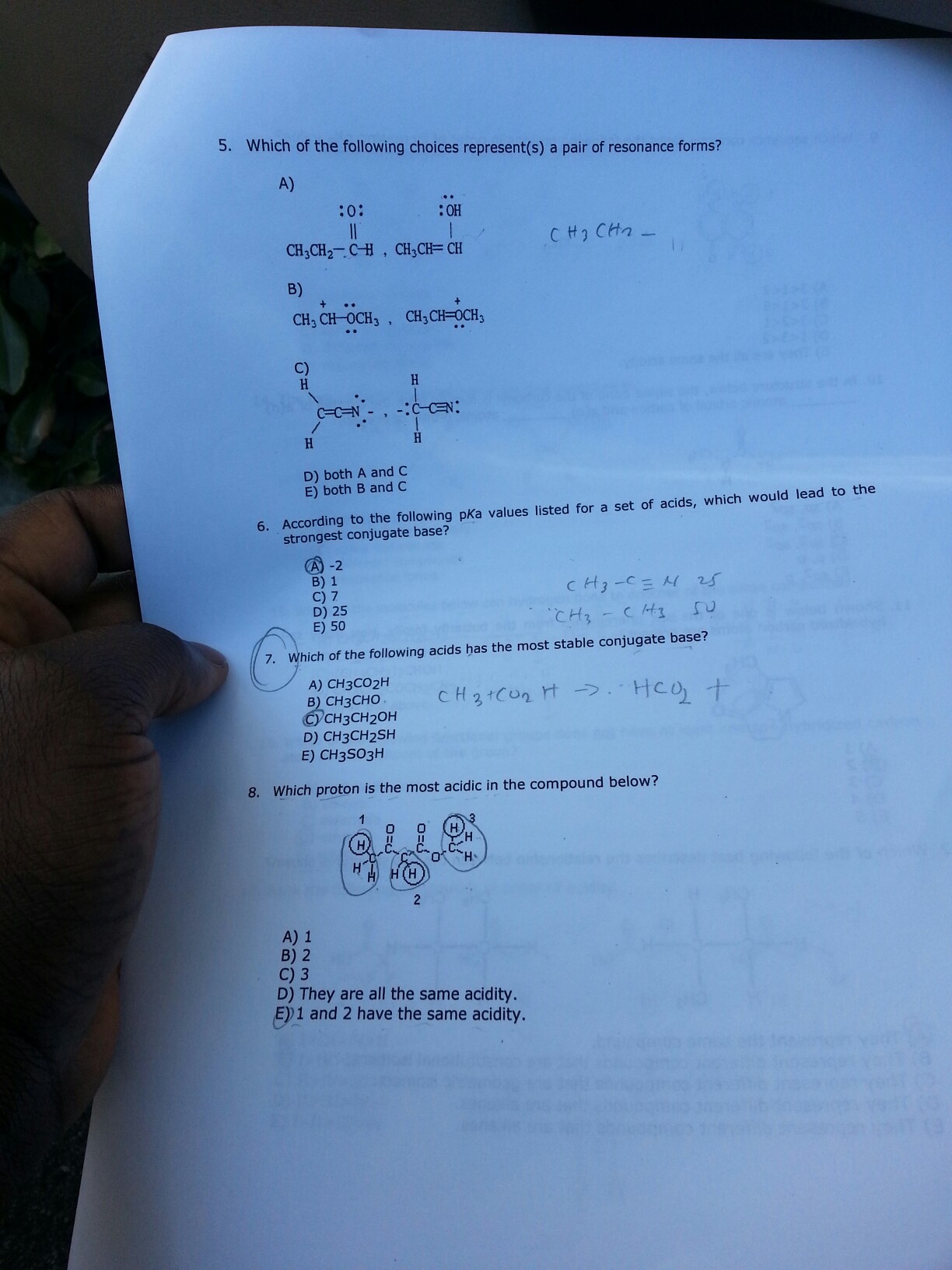 Solved 5. Which of the following choices represent(s) a pair | Chegg.com