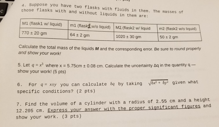 Solved . Suppose you have two flasks with fluids in them. | Chegg.com