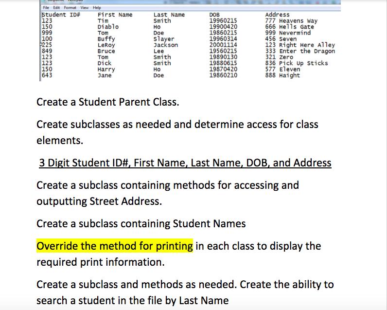 Solved File Edit Format View Help Student ID# First Name 123 | Chegg.com