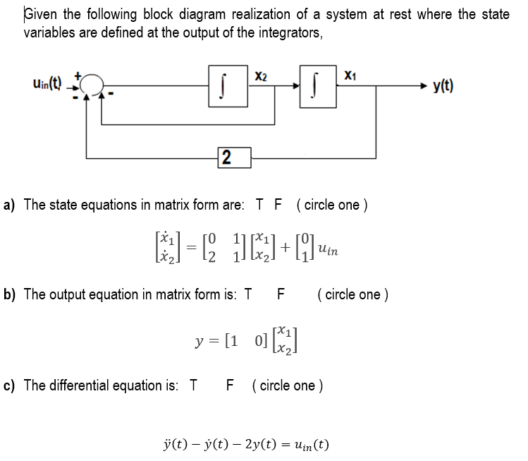 Solved Given the following block diagram realization of a | Chegg.com