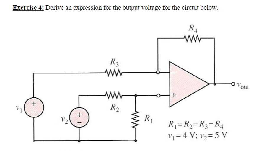 Solved Derive an expression for the output voltage for the | Chegg.com