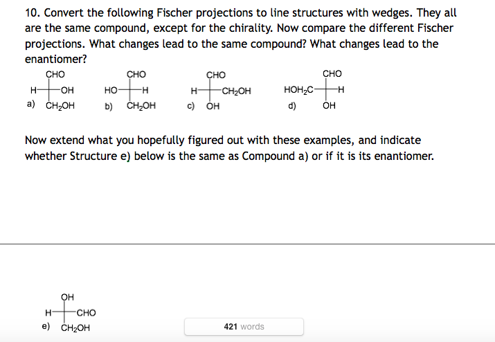 Solved Convert the following Fischer projections to line | Chegg.com