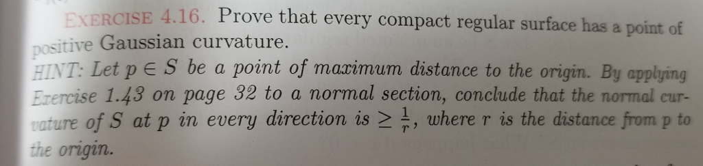 Solved E 4.16. Prove that every compact regular surface has | Chegg.com