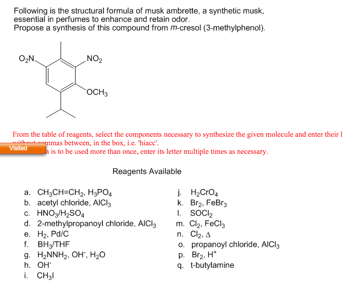 Solved Following is the structural formula of musk ambrette, | Chegg.com