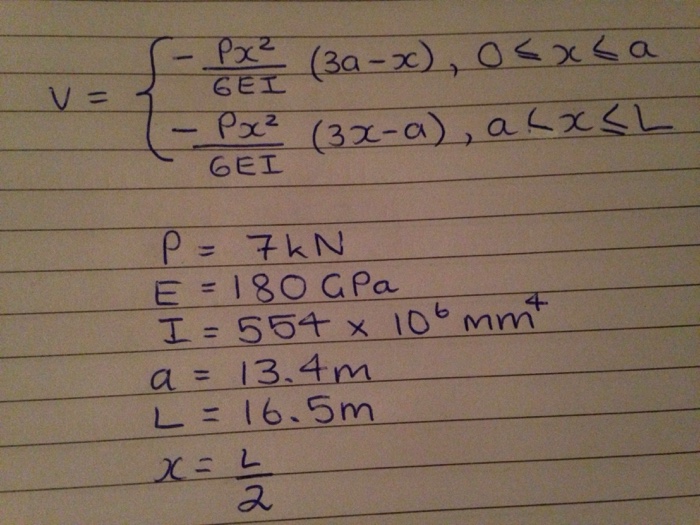 Solved Write mat lab code to solve for V = {- px^2/6ei (3a | Chegg.com