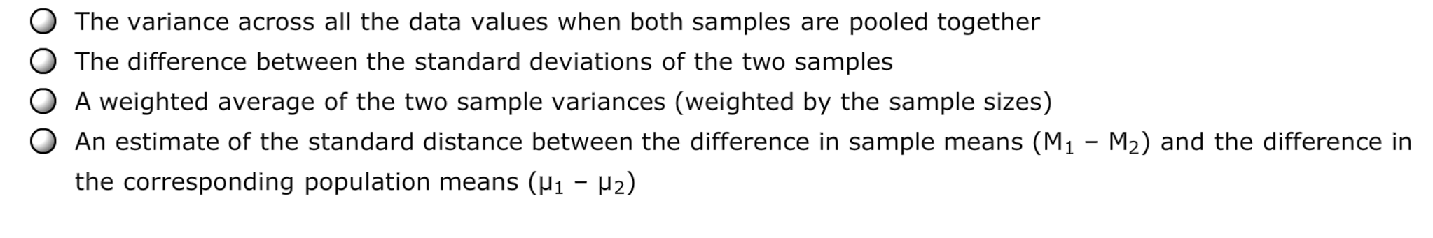 Differentiating pooled variance and the estimated | Chegg.com