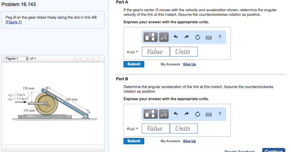 Solved Peg B on the gear slides freely along the slot in | Chegg.com