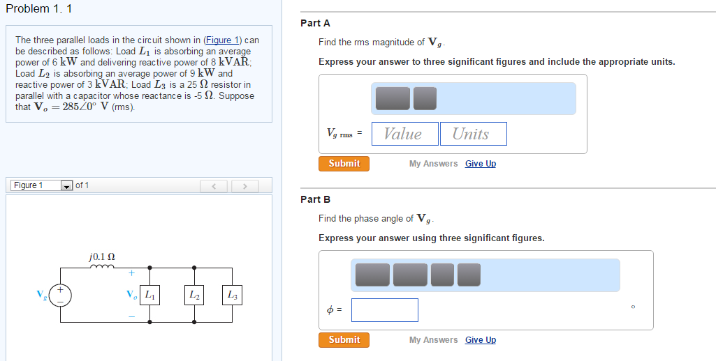 Solved The three parallel loads in the circuit shown in | Chegg.com