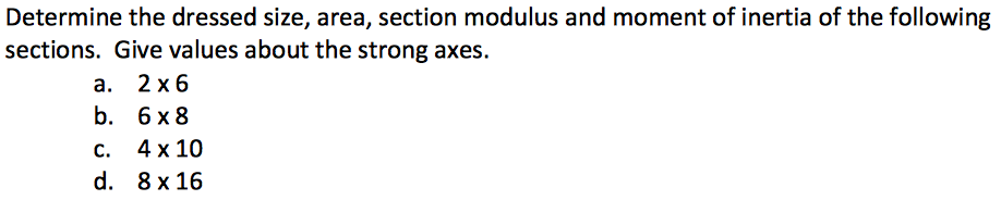 Solved Determine the dressed size, area, section modulus and | Chegg.com