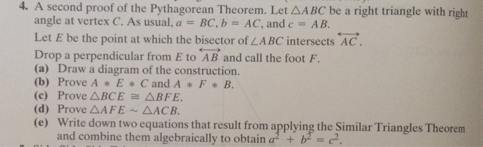 Solved A second proof of the Pythagorean Theorem. Let | Chegg.com