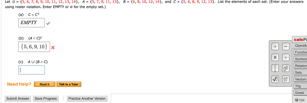 Solved Let U = {5, 6, 7, 8, 9, 10, 11, 12, 13, 14}, A = {5, | Chegg.com