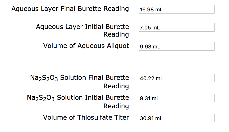 Solved Aqueous Layer Final Burette Reading 16.98 mL Aqueous | Chegg.com