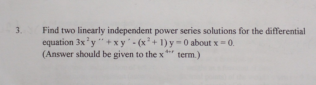 Find two linearly independent power series solutions | Chegg.com Find two linearly independent power series solutions | Chegg.com