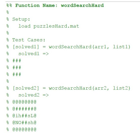 Function Name: wordsearchHerd Inputa: 1. (char) The | Chegg.com