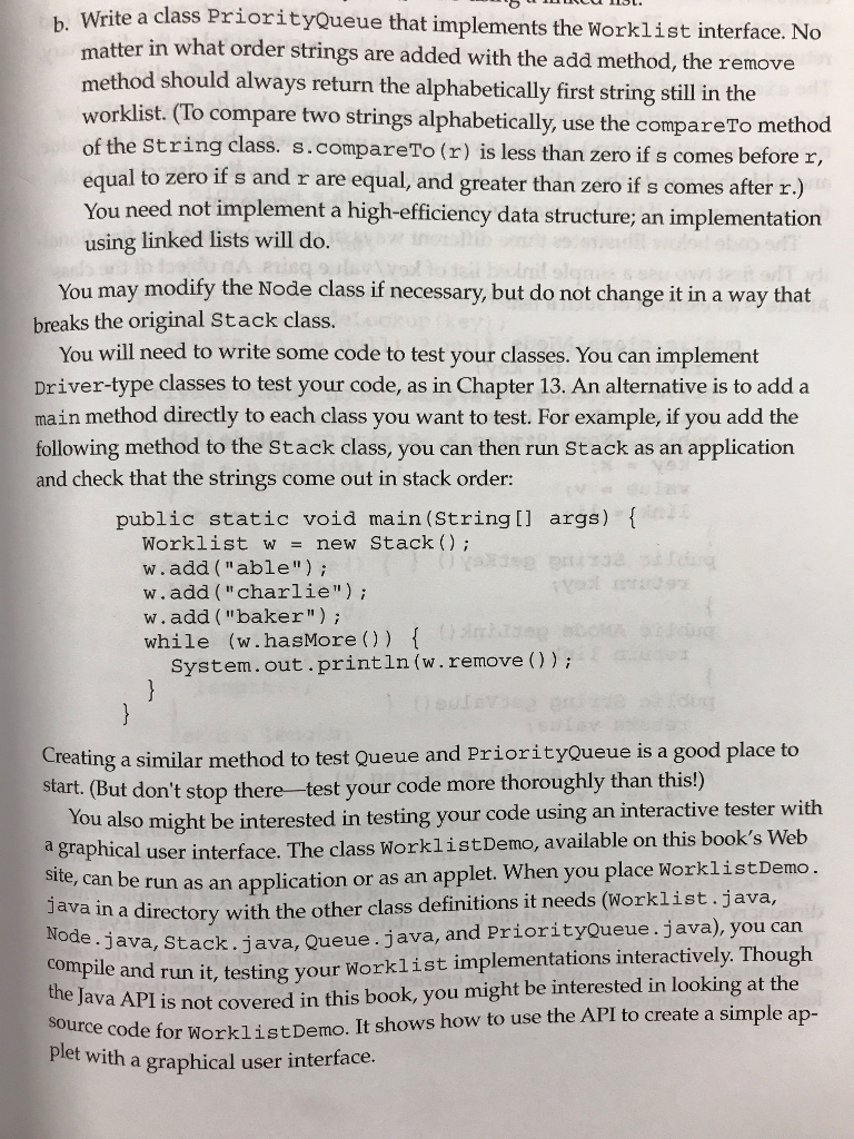 ite a class PriorityQueue that implements the | Chegg.com