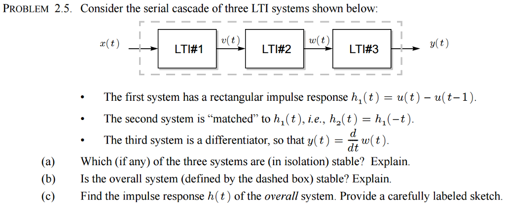 Solved PROBLEM 2.5. Consider the serial cascade of three LTI | Chegg.com