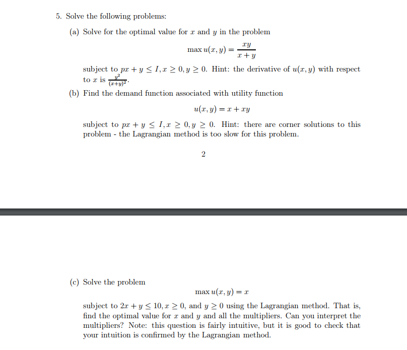 Solved 5. Solve the following problems (a) Solve for the | Chegg.com